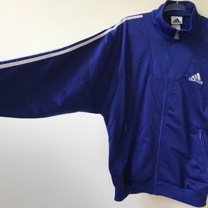 adidas | Jackets & Coats | Adidas Blue And White Track Zippered Jacket ...